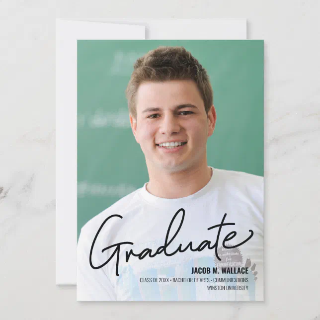 Graduation Announcement Photo Male Graduate | Zazzle