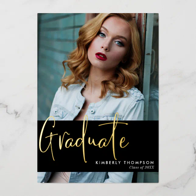 Graduation Announcement Photo Script Modern Simple | Zazzle
