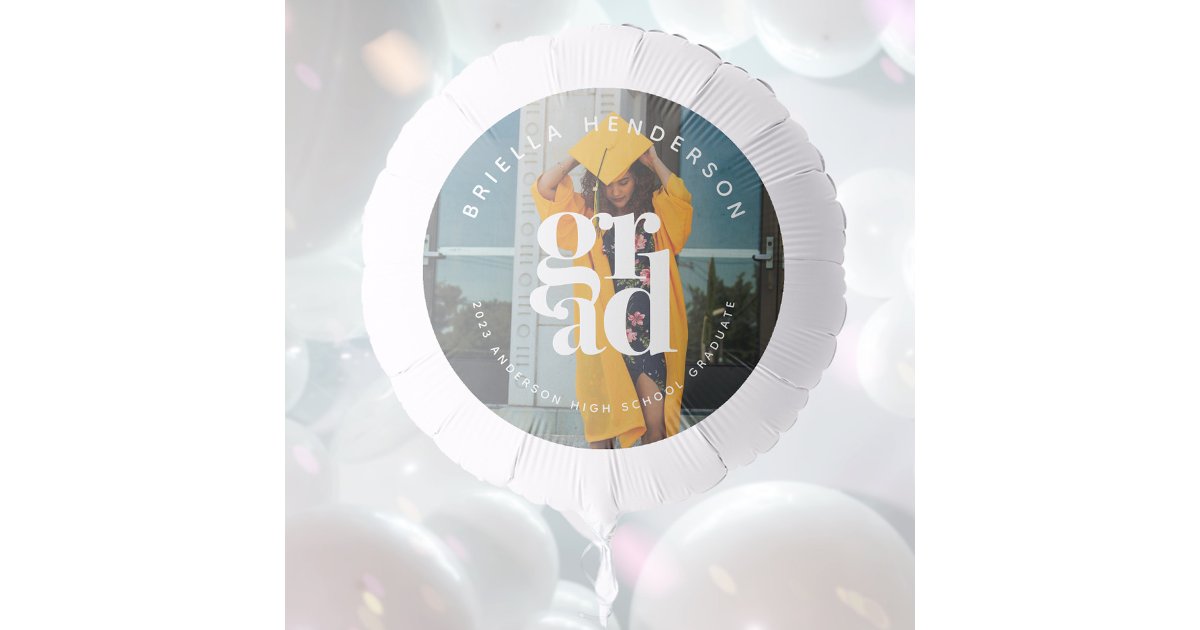 Graduation Balloon with Modern Design and Photo | Zazzle