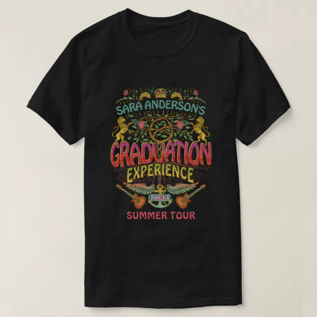 Graduation Band Retro 70s Concert Logo Theme T-Shirt | Zazzle