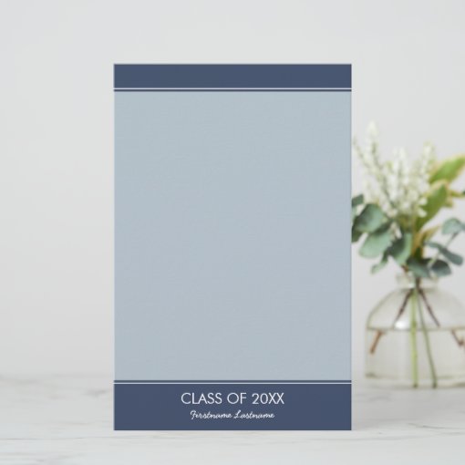 Graduation - Basic Navy Border with Class of Stationery | Zazzle