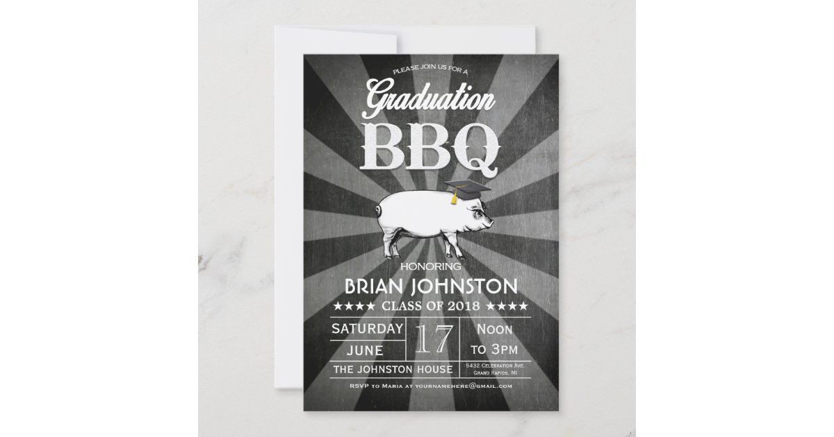 Graduation BBQ Invitations (Chalkboard) | Zazzle