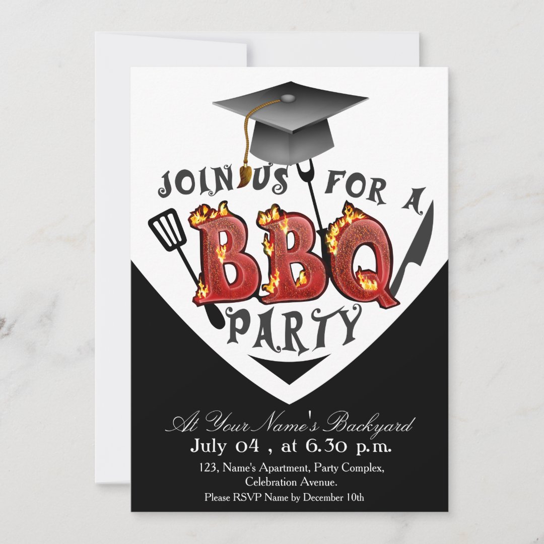 Graduation BBQ party invitations | Zazzle
