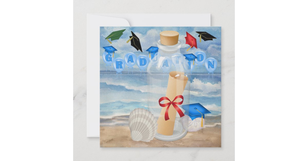 Graduation - "Beach Invitation in a Bottle" - SRF | Zazzle