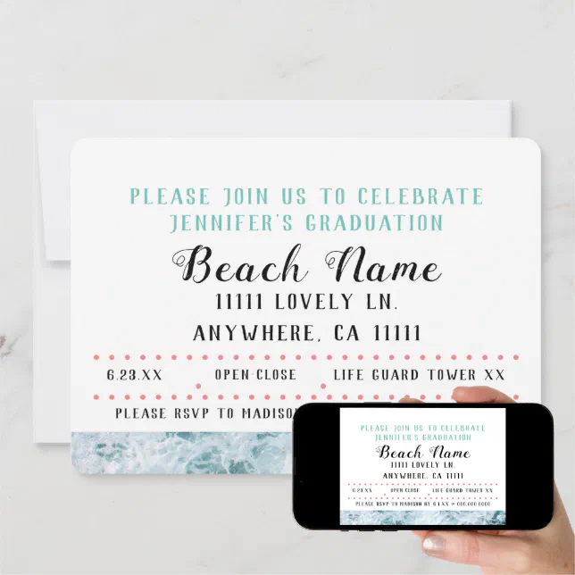 Graduation Beach Party Invitation | Zazzle