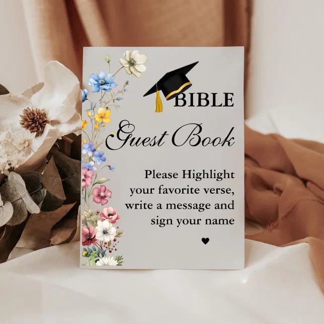 Graduation Bible Guest Book Sign, Graduation Party Pedestal Sign | Zazzle