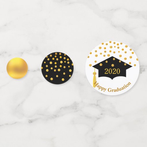 Graduation Black Cap & Gold Table Confetti | Zazzle