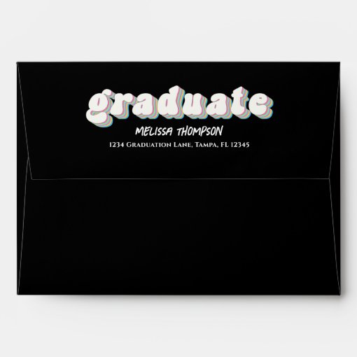 Graduation Black Graduate Retro Typography Simple Envelope | Zazzle