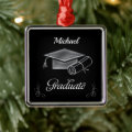 Graduation Black & Silver, Cap & Diploma Metal Ornament | Zazzle