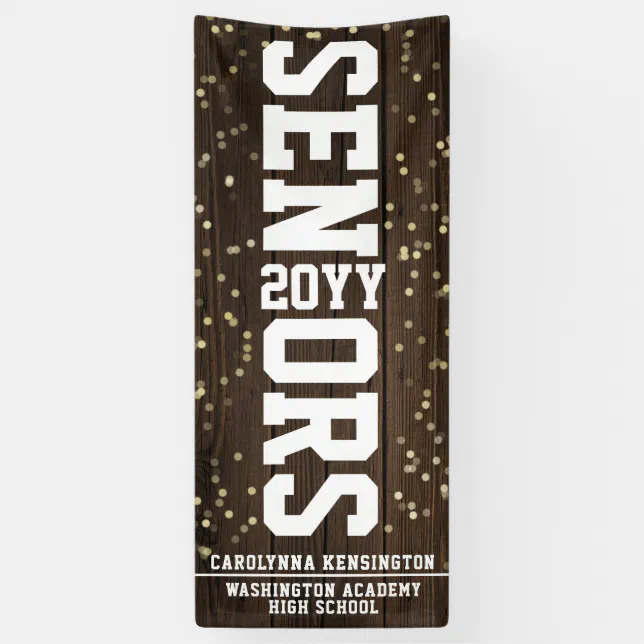 Graduation Block Letter Rustic Wood Confetti Banner | Zazzle