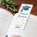 Graduation blue gold stars cap bookmarks | Zazzle