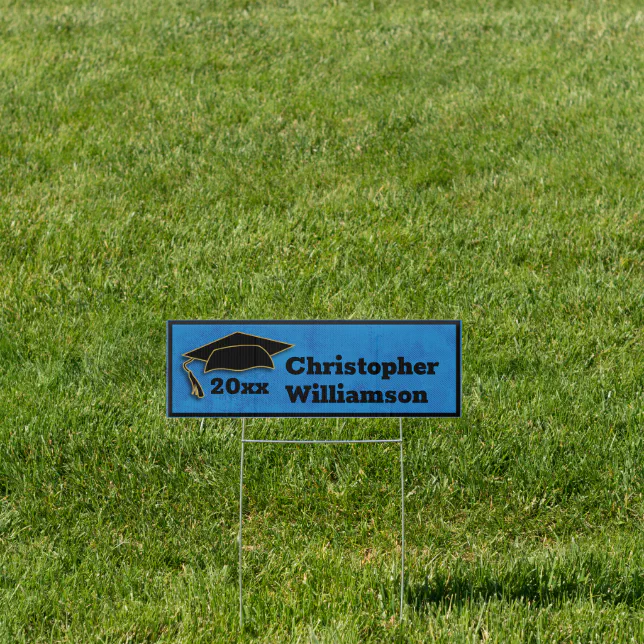 Graduation Blue Modern Simple Your Grads Name Sign | Zazzle