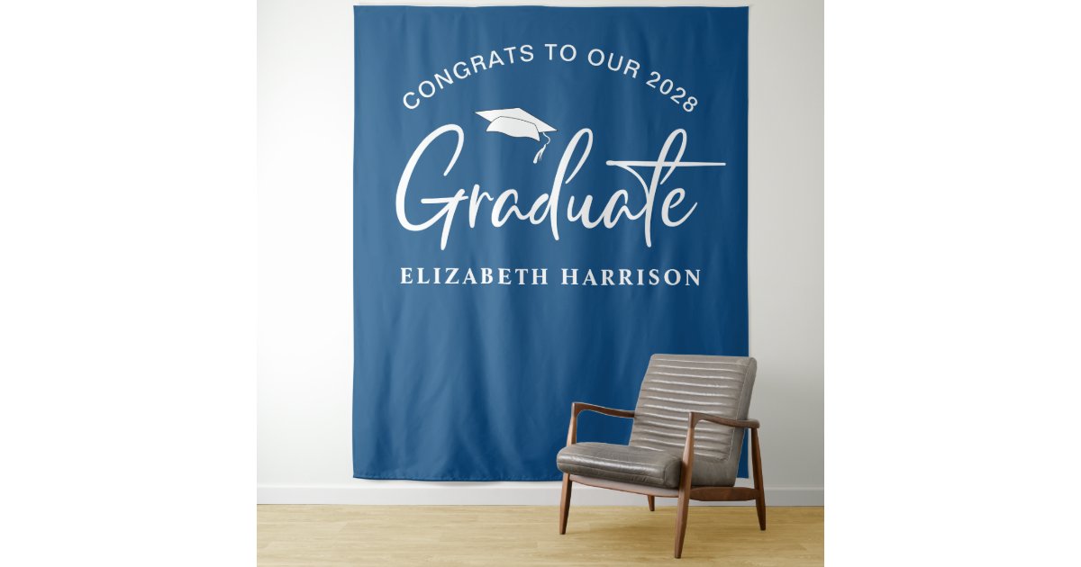 Graduation Blue Photo Booth Tapestry | Zazzle