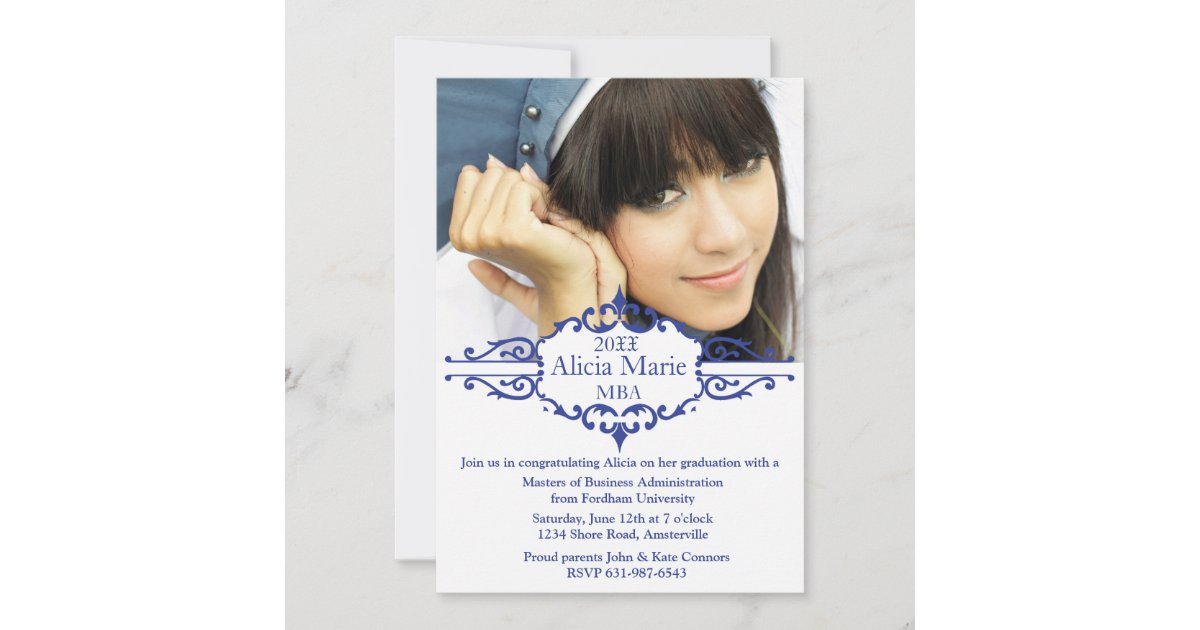 Graduation Blue Photo Invitation | Zazzle