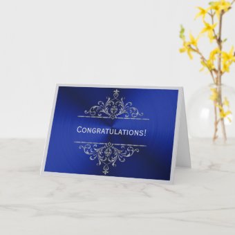 Graduation Blue Silver Congratulations Card | Zazzle