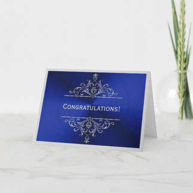 Graduation Blue Silver Congratulations Card | Zazzle