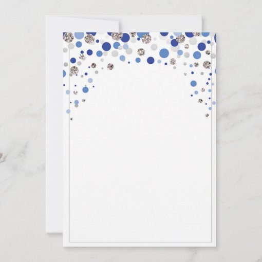 Graduation Blue Silver Party Polka Dot Invite | Zazzle