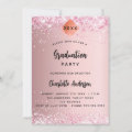 Graduation blush pink glitter girl invitation | Zazzle
