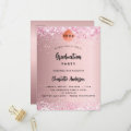 Graduation blush pink glitter girl invitation postcard | Zazzle
