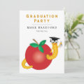 Graduation Bookworm With Graduation Cap Diploma Invitation | Zazzle