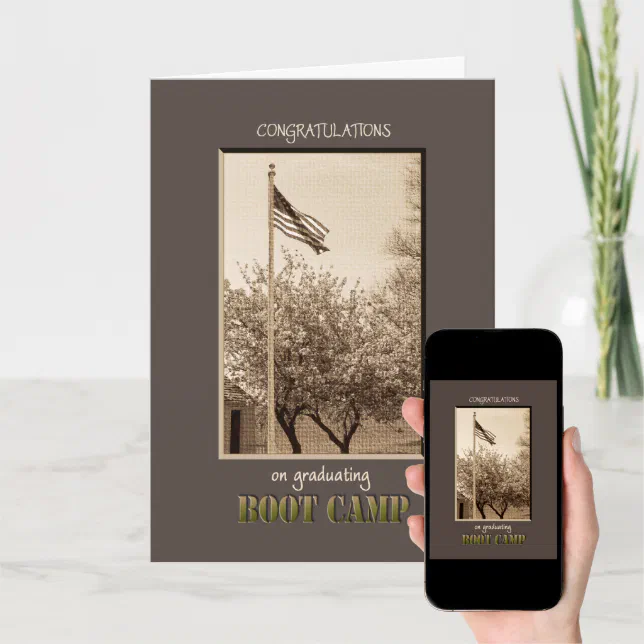 Graduation Boot Camp Congratulations vintage flag Card | Zazzle