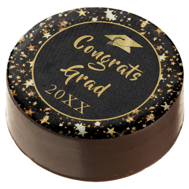 Graduation Brush Script Congrats Grad Stars Chocolate Covered Oreo | Zazzle