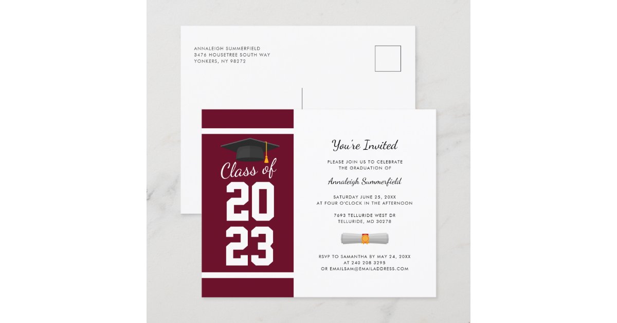 Graduation Burgundy 2024 Grad Party Invitation | Zazzle