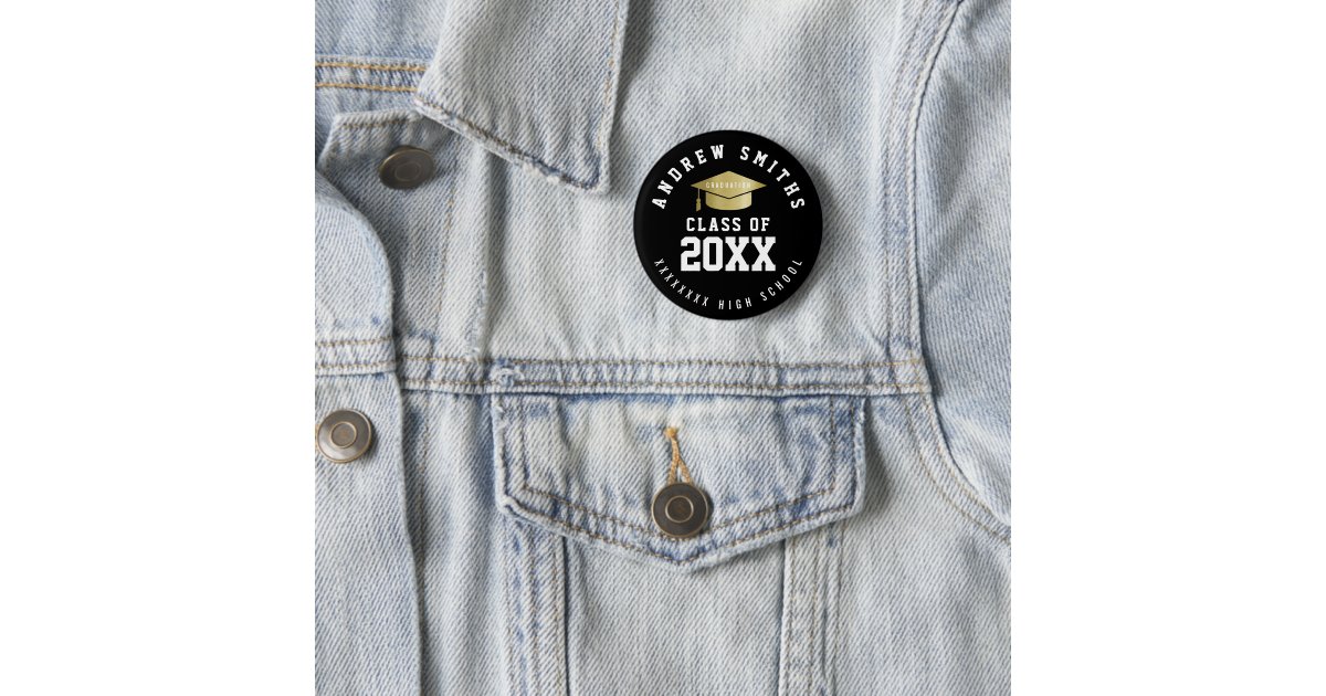 Graduation Button with Graduate Name & Class Year | Zazzle