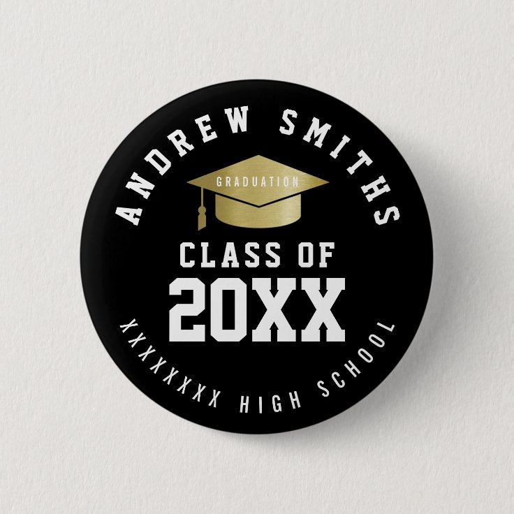 graduation button with graduate name & class year | Zazzle