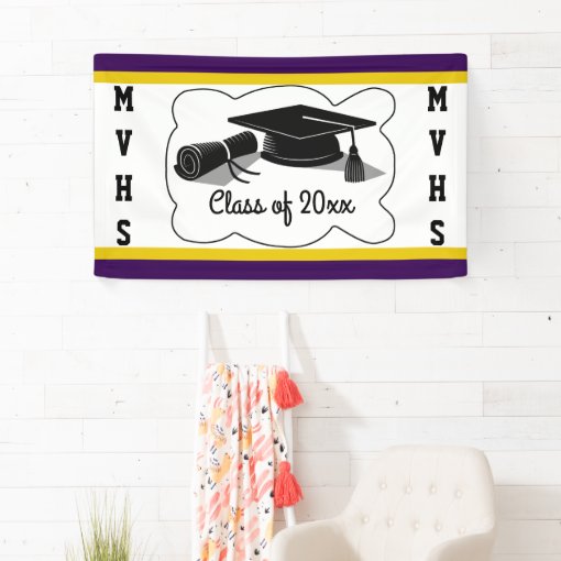 Graduation Cap and Diploma Banner | Zazzle
