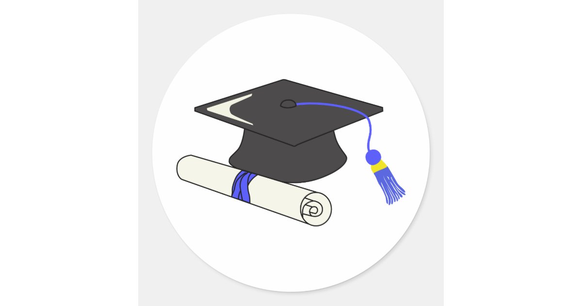 Graduation Cap And Diploma Classic Round Sticker | Zazzle