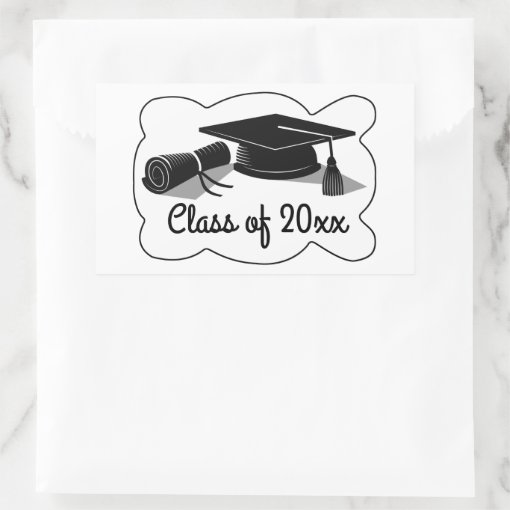 Graduation Cap and Diploma Rectangular Sticker | Zazzle
