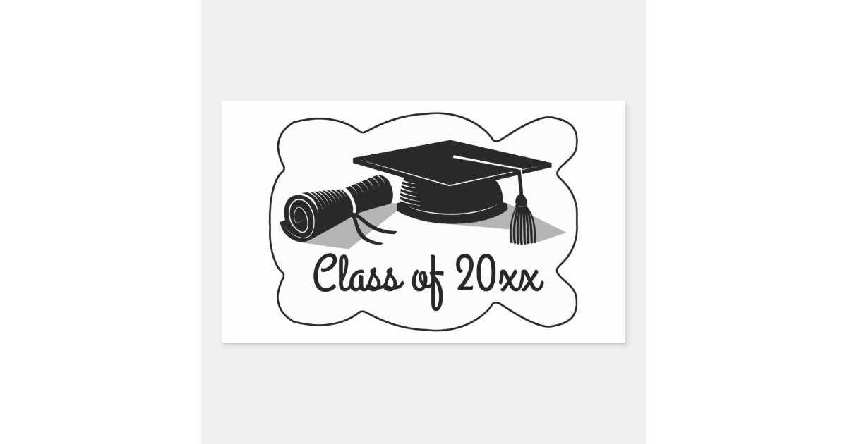 Graduation Cap and Diploma Rectangular Sticker | Zazzle
