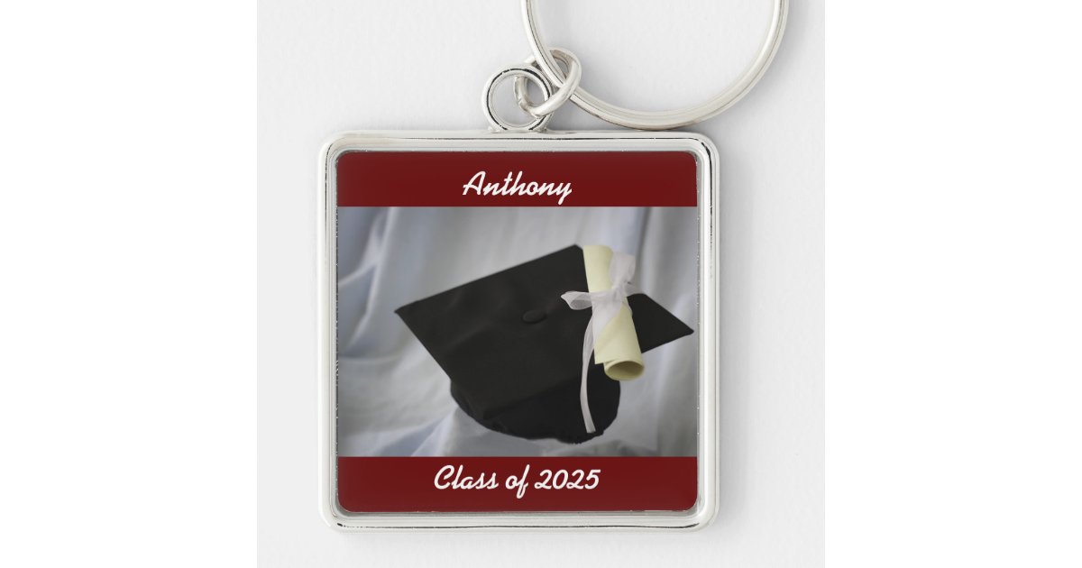Graduation Cap And Diploma Square Keychain | Zazzle