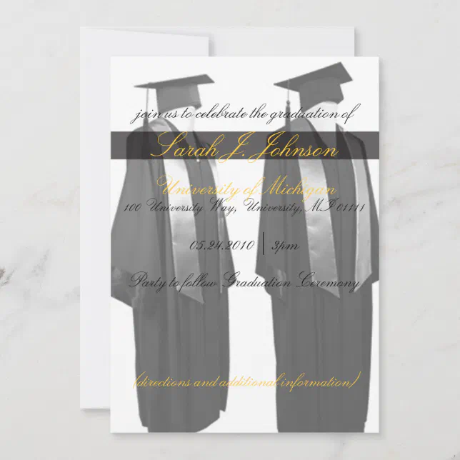 Graduation Cap and Gown Party Invitations | Zazzle
