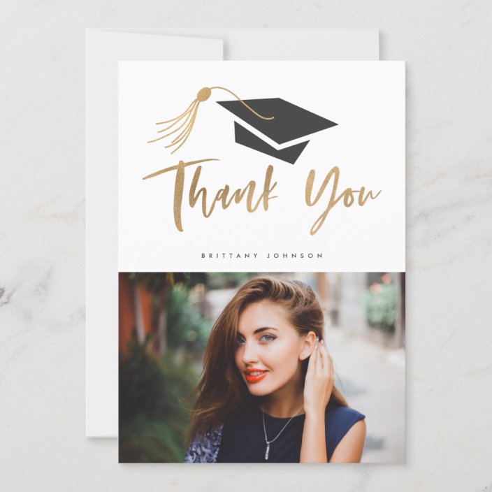 Graduation Cap and Tassel Gold Foil Photo Announcement | Zazzle.com