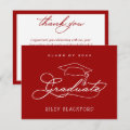 Graduation Cap Cardinal Red Thank You Note Card | Zazzle