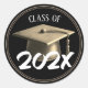 Graduation Cap Class of 2024 Modern Black & Gold Classic Round Sticker ...
