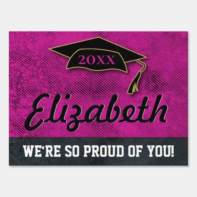 Graduation Cap Class Year Purple School Sign | Zazzle