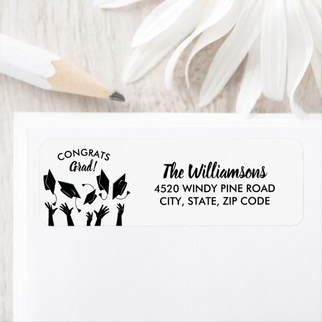 Graduation Cap Congratulations Grad Custom Address Label | Zazzle