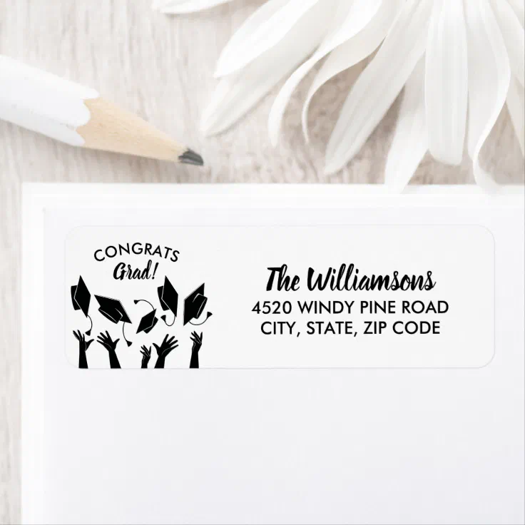 Graduation Cap Congratulations Grad Custom Address Label | Zazzle