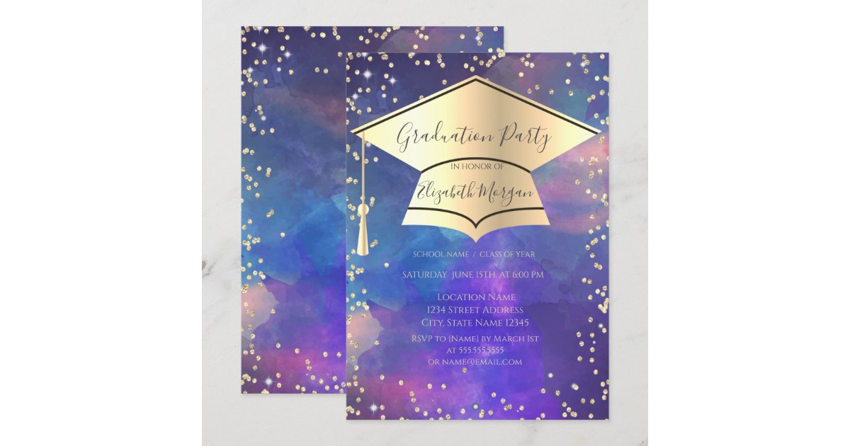 Graduation Cap,Diamonds Paint Splash Graduation Invitation | Zazzle