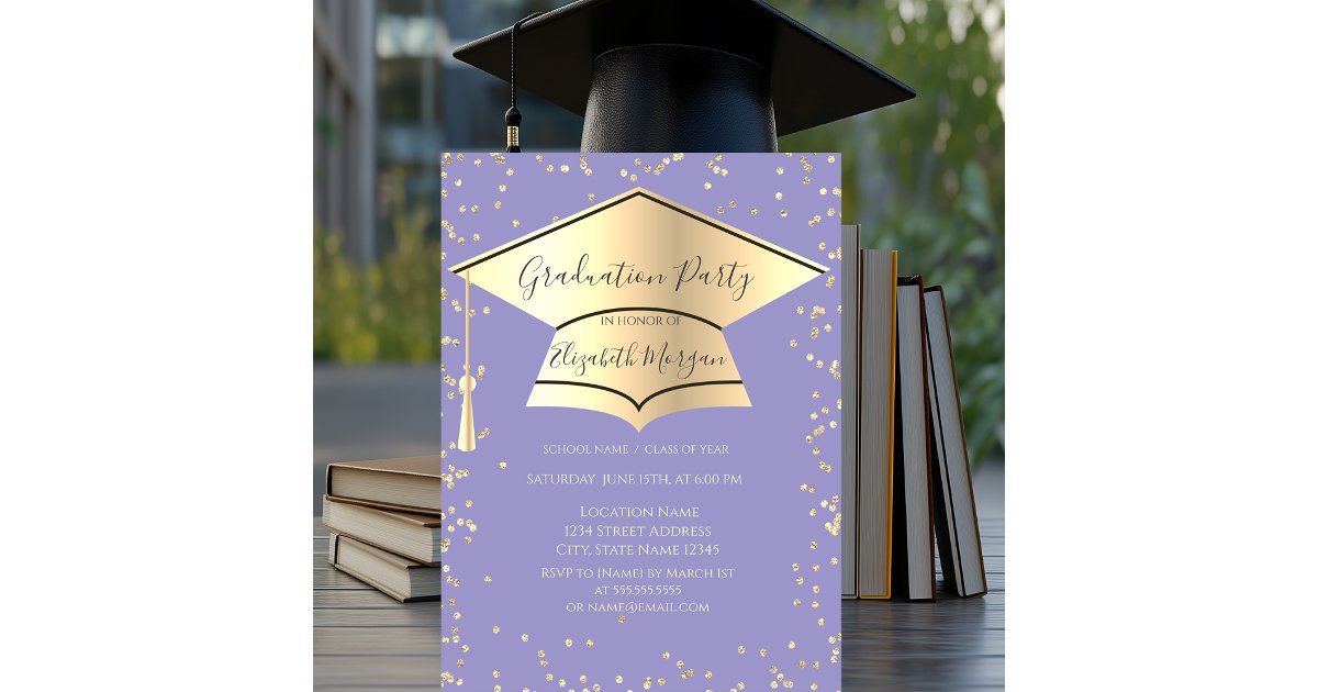 Graduation Cap,Diamonds Purple Graduation Invitation | Zazzle
