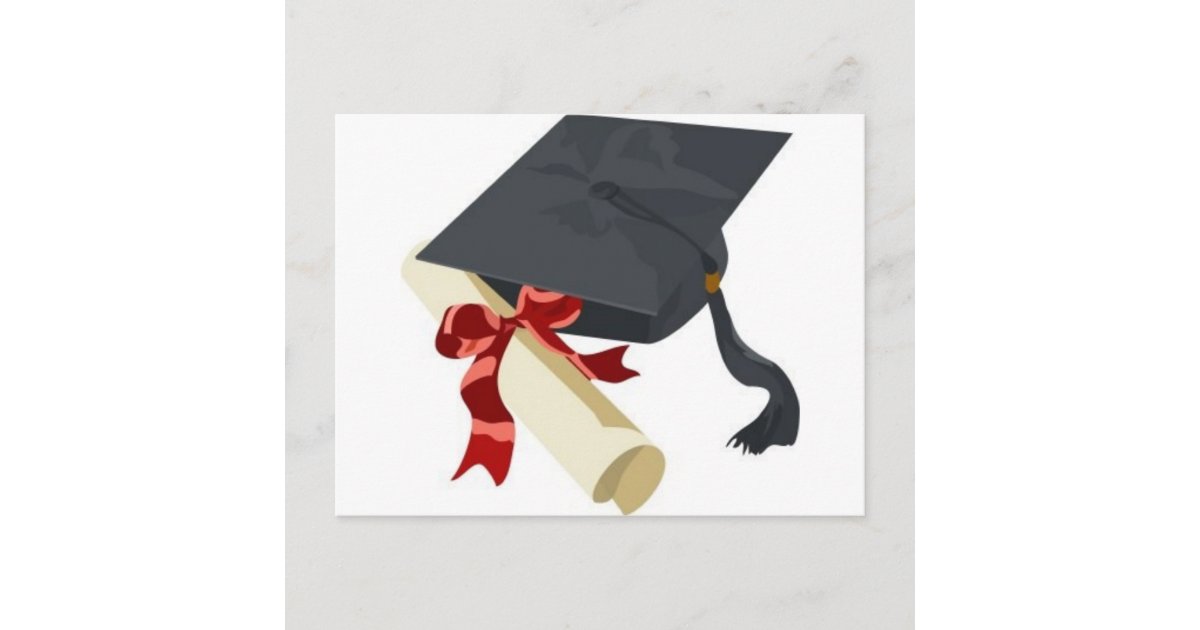 Graduation Cap & Diploma Announcement Postcard | Zazzle