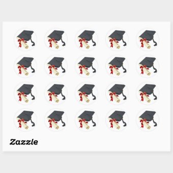 Graduation Cap & Diploma Classic Round Sticker | Zazzle