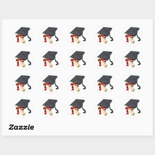 Graduation Cap & Diploma Classic Round Sticker | Zazzle