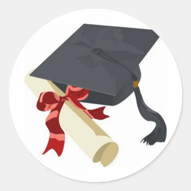 Graduation Cap & Diploma Classic Round Sticker | Zazzle