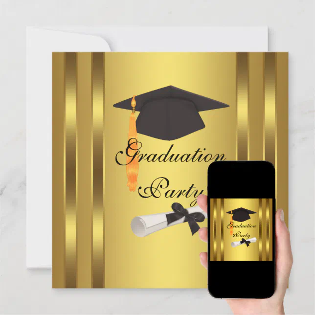 Graduation Cap Diploma Graduation Party Invitation | Zazzle