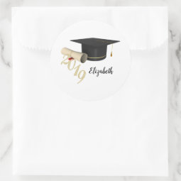 Graduation Cap , Diploma - Personalized Classic Round Sticker | Zazzle