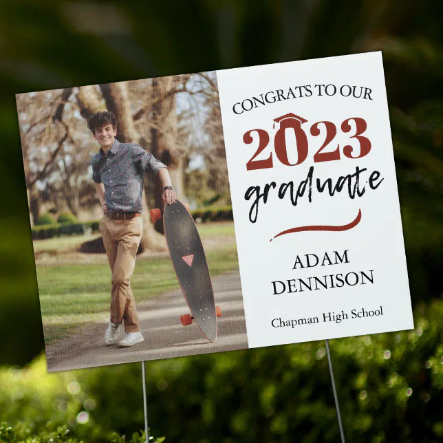 Graduation Cap Double Sided Photo Sign | Zazzle